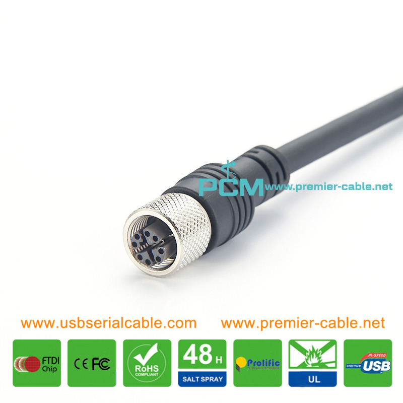 M12 X-Coded 8 Pole Industrial Ethernet Switch Cable_PremierCable